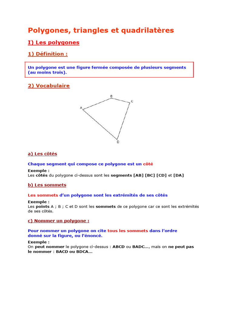 Définition des polygones et triangles | PDF | Triangle | Polygone