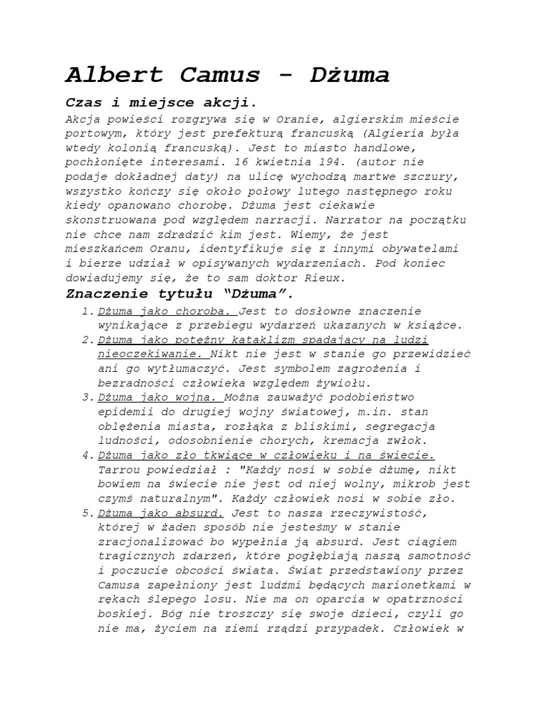 Albert Camus Dzuma | PDF