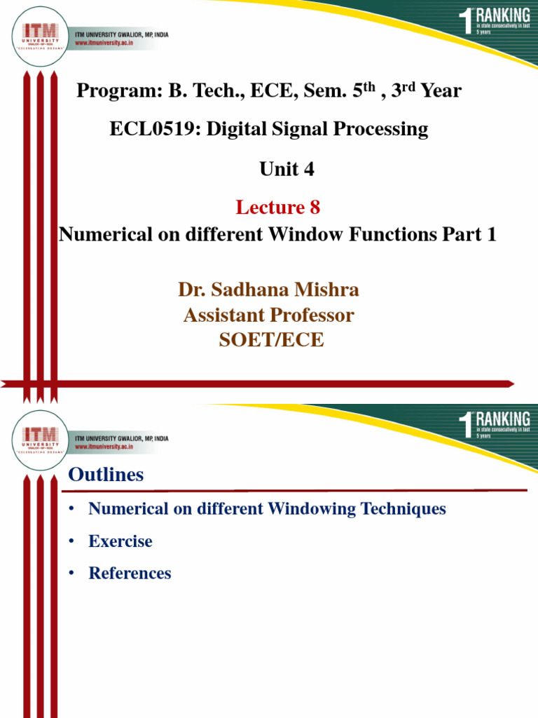 Lecture 8 Numericals On Different Window Functions Part1 | PDF | Information And Communications ...