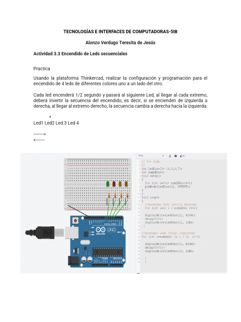 Actividad 3.3 Encendido de Leds Secuenciales | PDF
