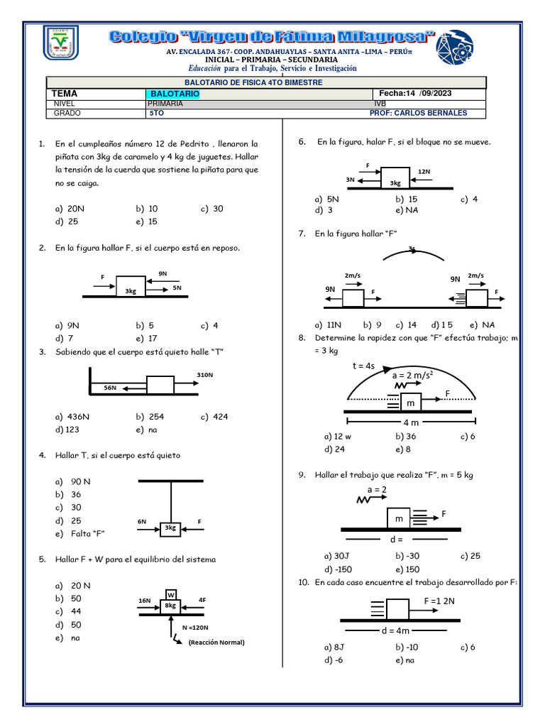 5to Balotario Fis 4B | PDF
