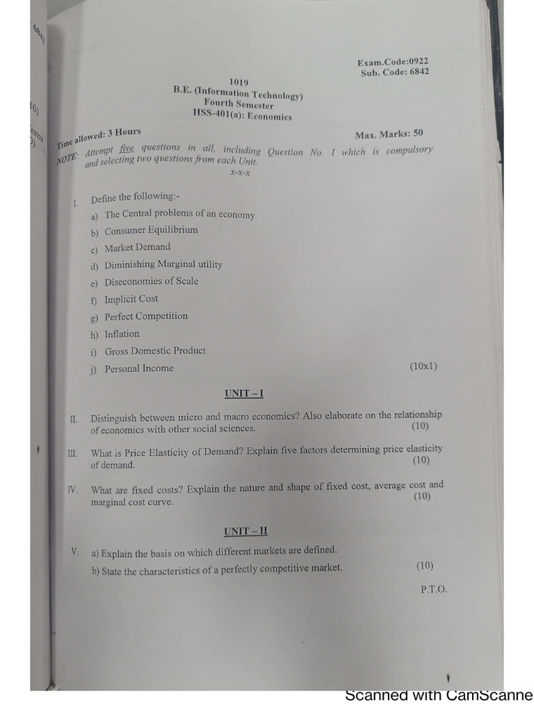 Pyq IT 4th sem-ECO | PDF