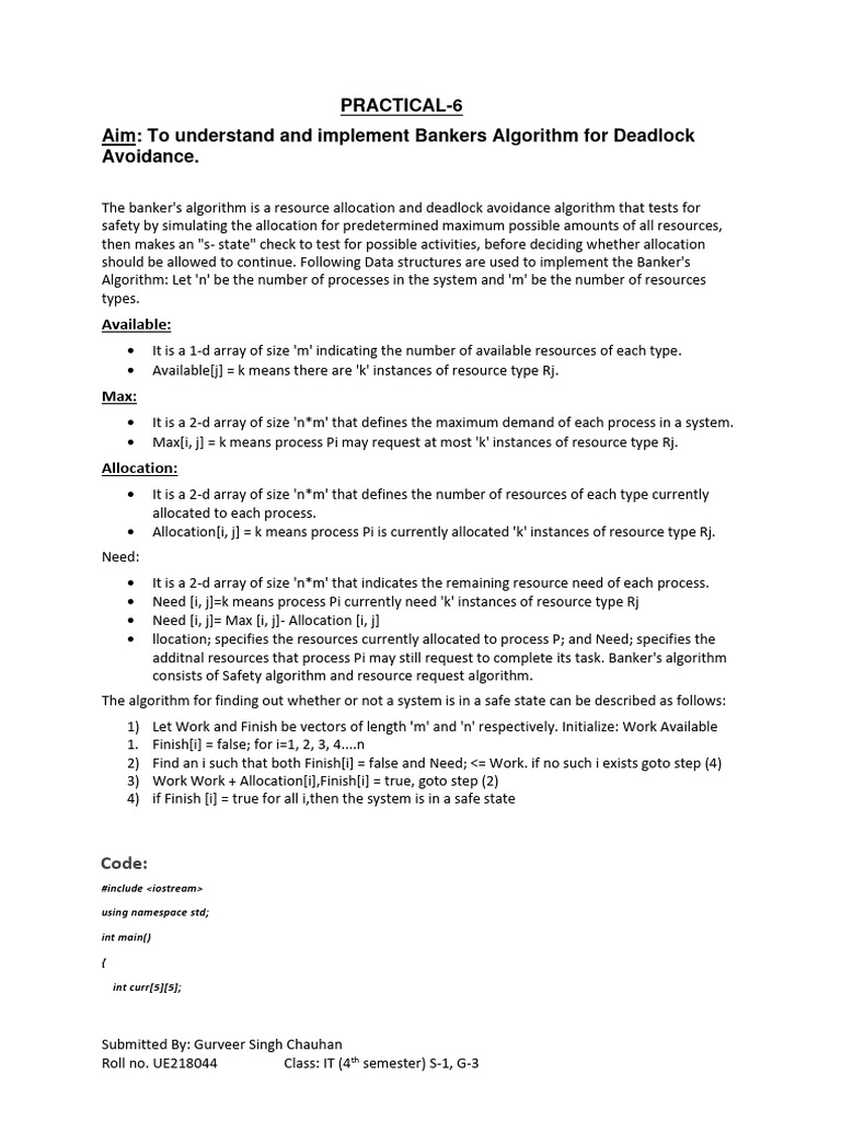 PRACTICAL 6 Bankers | PDF | Computer Engineering | Theoretical Computer Science
