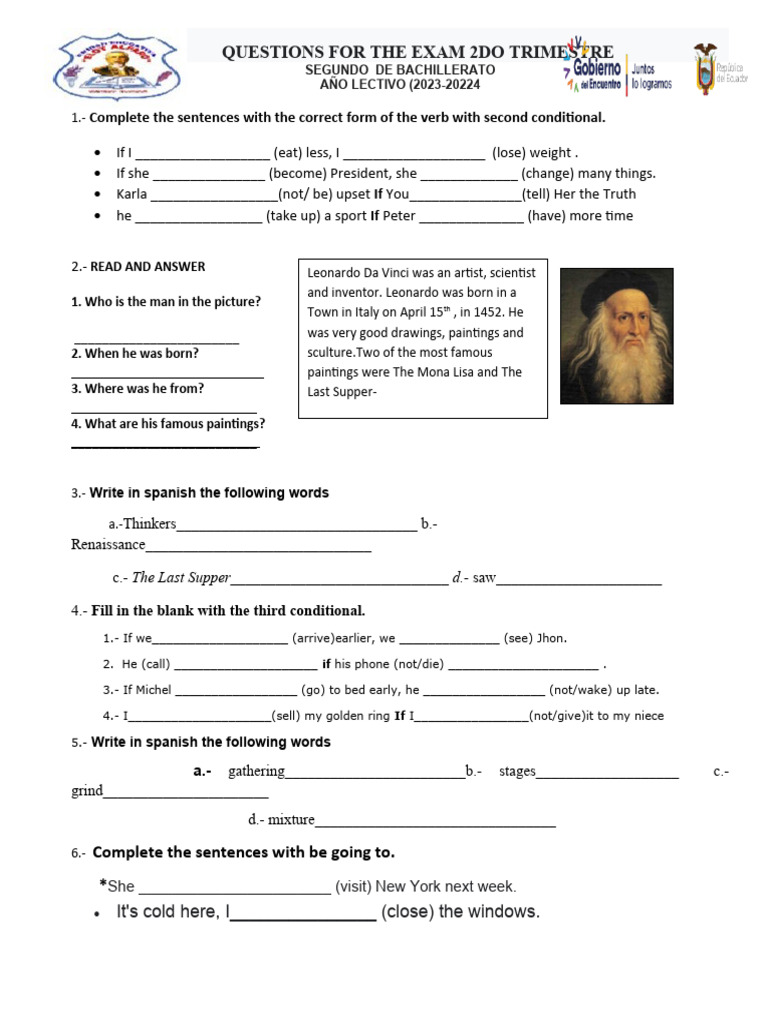 Quest For The Exam 2do Trimestre2do Bach | PDF | Linguistic Typology | Grammar