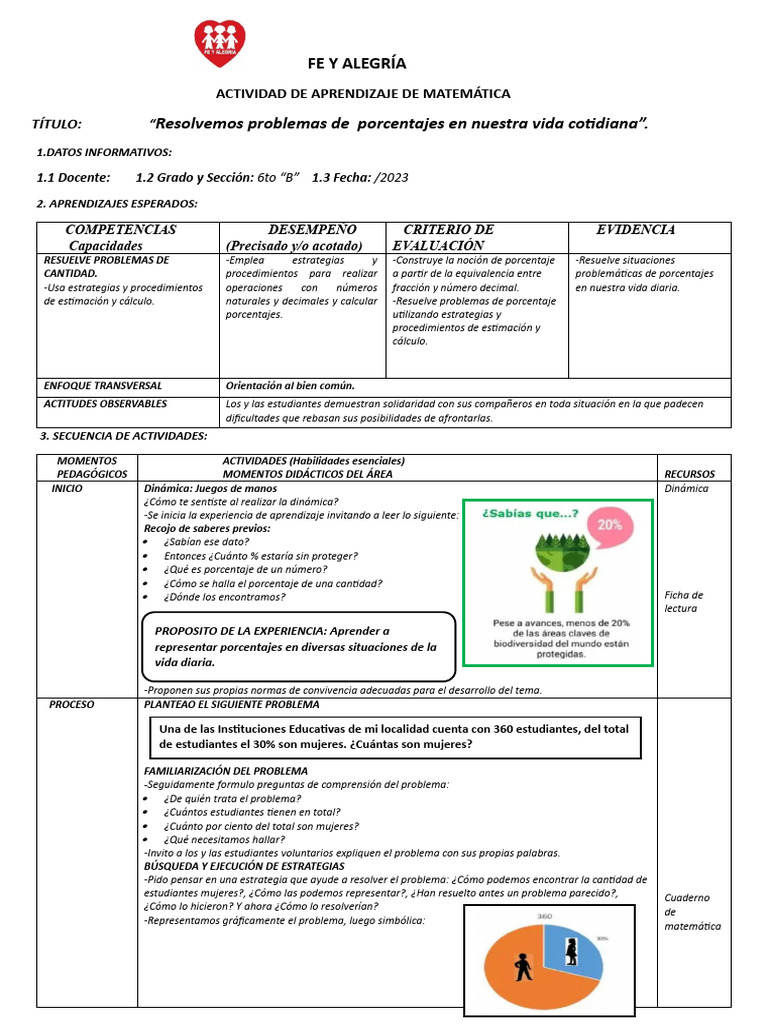 Problemas de Porcentajes de La Vida Diaria 6to - 2023 | PDF ...
