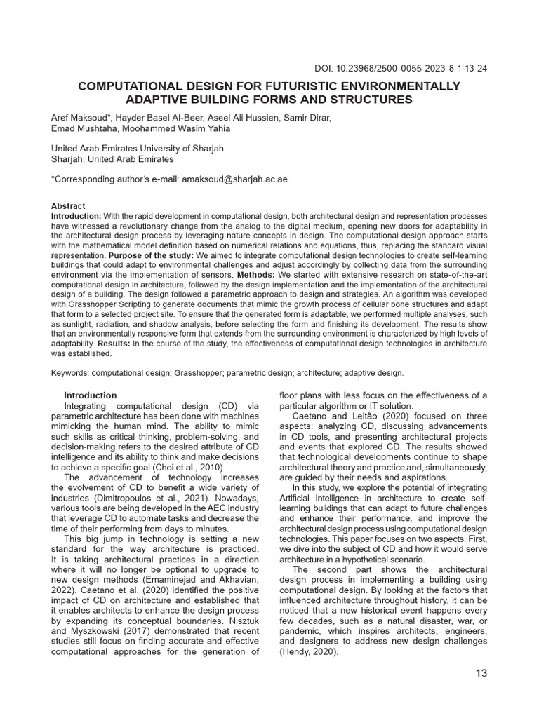 Computational Design For Futuristic Environmentally Adaptive Building Forms and Structures | PDF ...