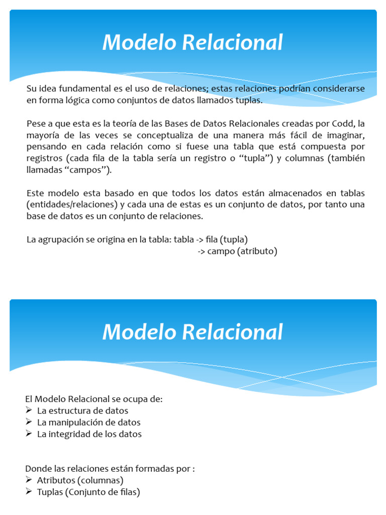 Modelo Relacional | PDF | Modelo relacional | Bases de datos
