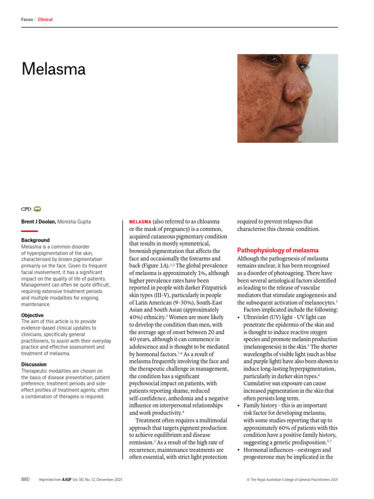 Melasma Management for General Practitioners | PDF | Sunscreen ...