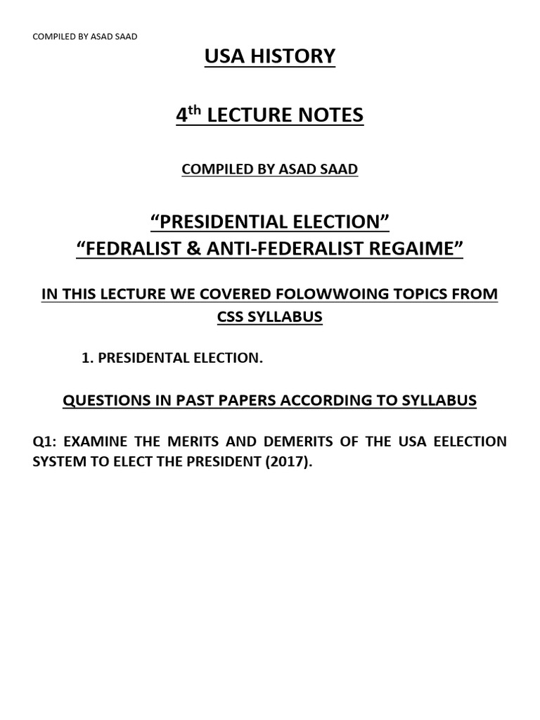 USA Presidential Election Process Explained | PDF | Elections | United ...
