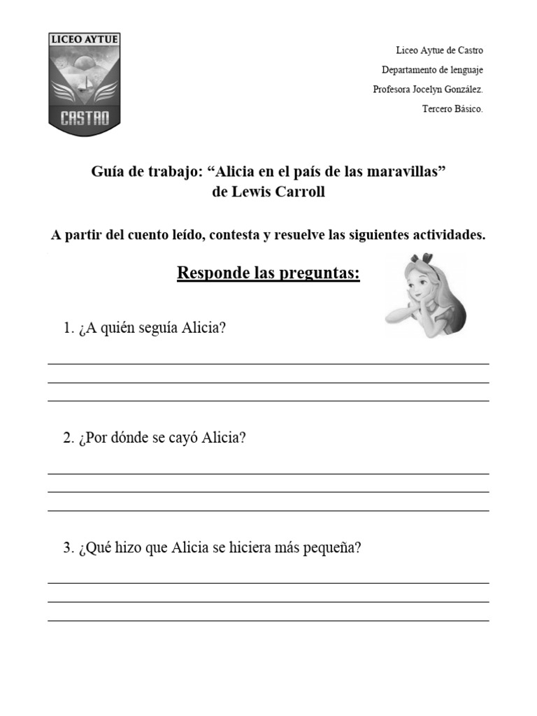 Actividades sobre Alicia en el País de las Maravillas | PDF