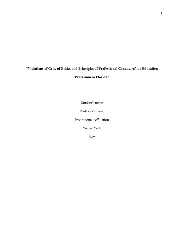 Violations of Code of Ethics and Principles of Professional Conduct of ...