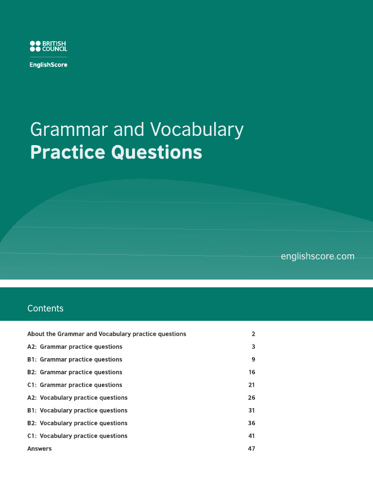 EnglishScore - Grammar and Vocabulary Practice Questions - 1 | PDF