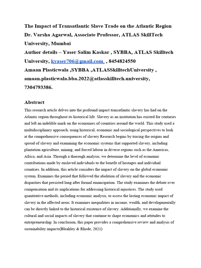 The Impact of Transatlantic Slave Trade On The Atlantic Region | PDF ...