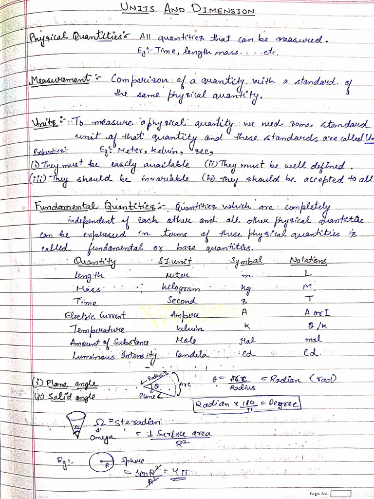 Units and Measurement Aarambh Notes | PDF