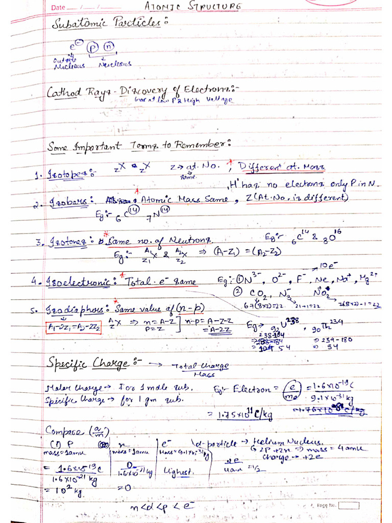 Atomic Structure AARAMBH NOTES | PDF