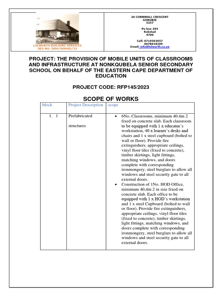 Scope of Works | Download Free PDF | Building Engineering | Civil Engineering