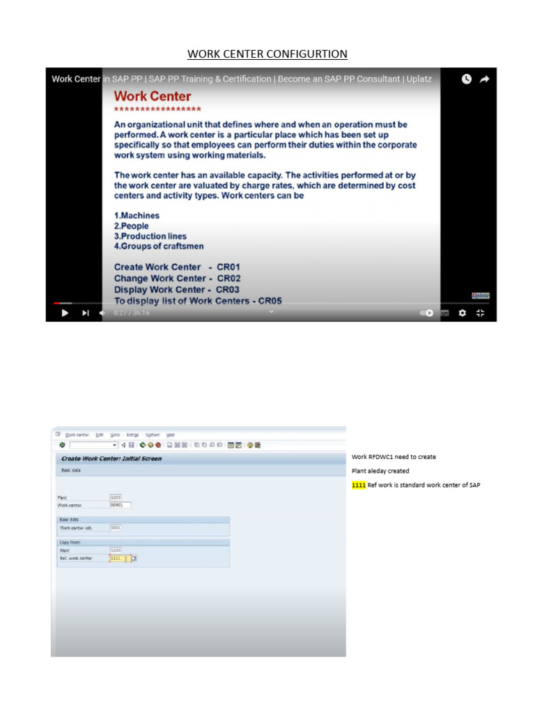 Work Center Configure | PDF