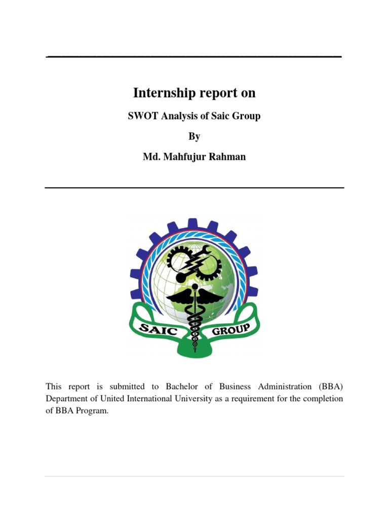 Intership Report On SWOT Analysis of Saic Group | PDF | Swot Analysis ...