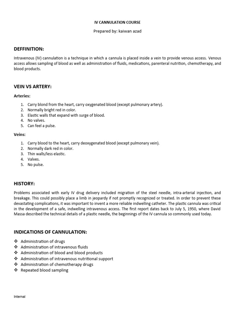 IV Cannulation Course | Download Free PDF | Intravenous Therapy | Vein