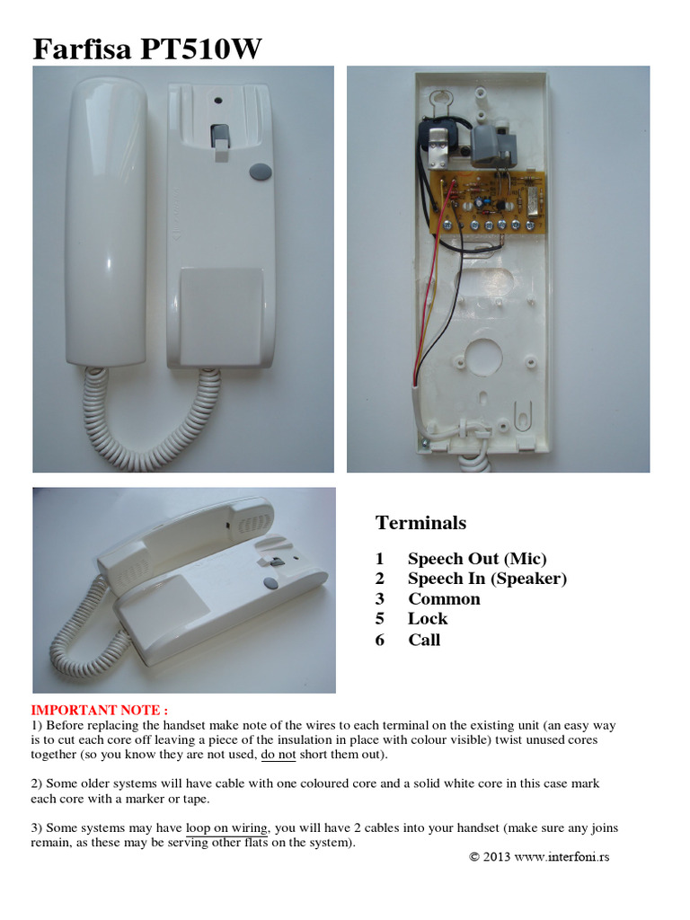 Farfisa PT510W Diagram | PDF