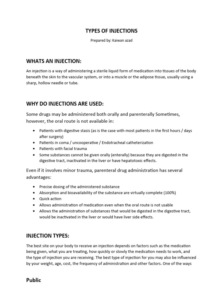 Whats An Injection | PDF | Intravenous Therapy | Injection (Medicine)