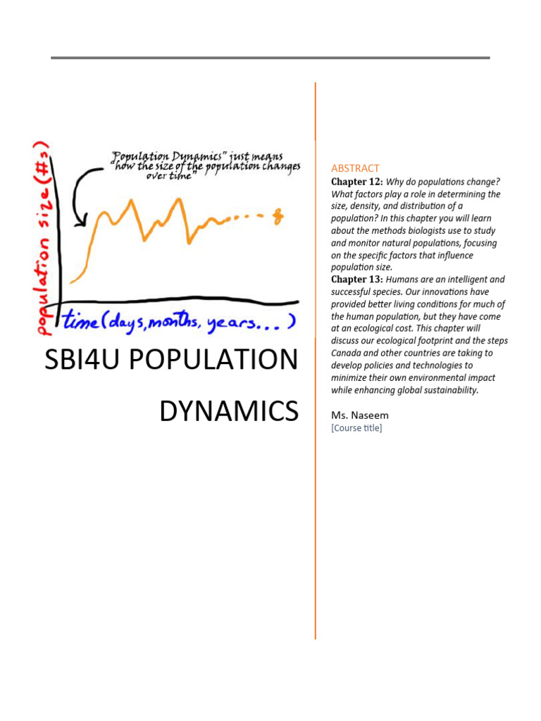 SBI4U Population Dynamics ISU Booklet | PDF | Ecology | Sustainability