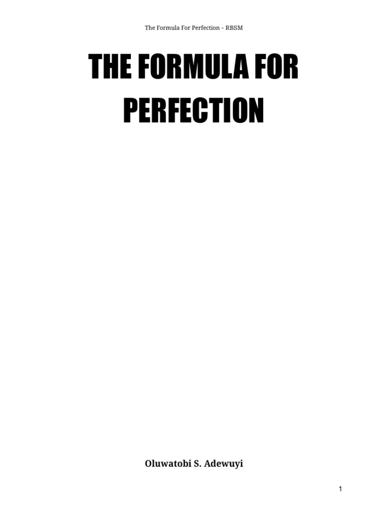 The Formula For Perfection | PDF | Eternal Life (Christianity) | Jesus
