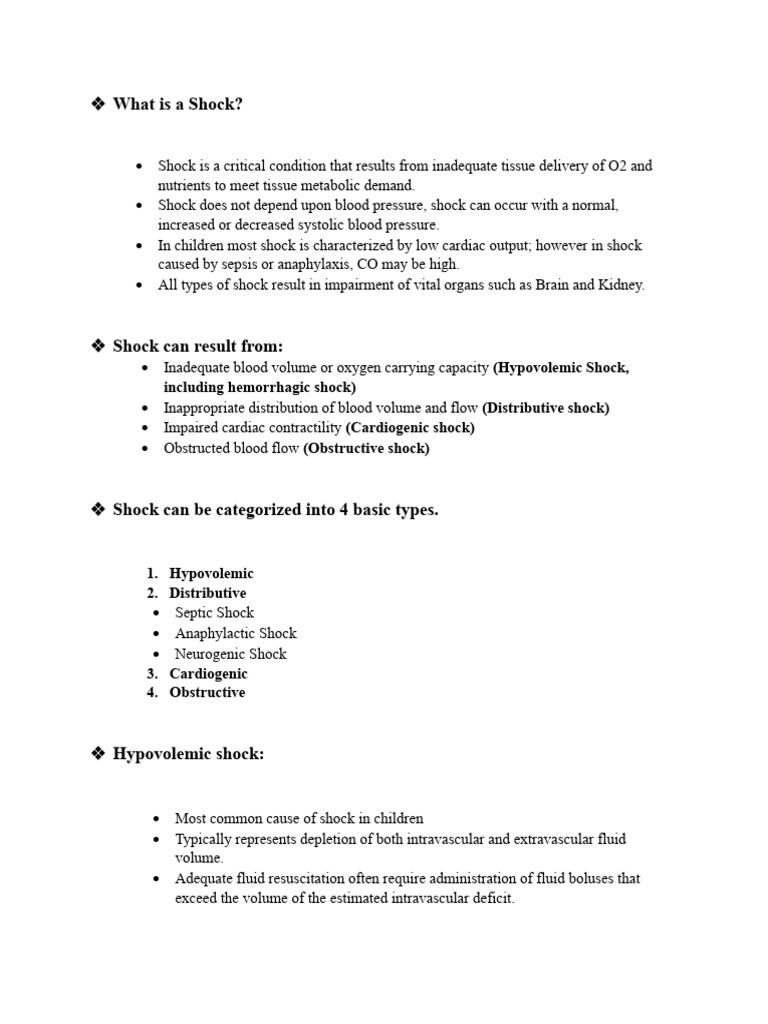 Diffrent Types of Shock | PDF | Shock (Circulatory) | Clinical Medicine