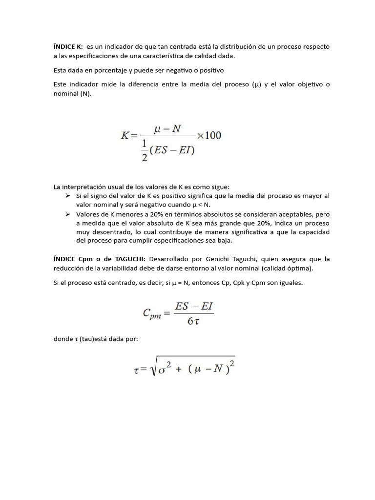 ÍNDICE K y TAGUCHI | PDF