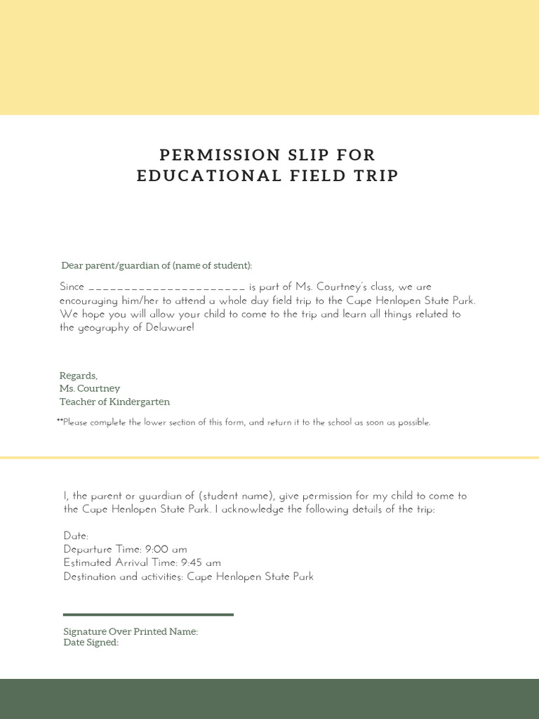 Field Trip Permission Slip | PDF
