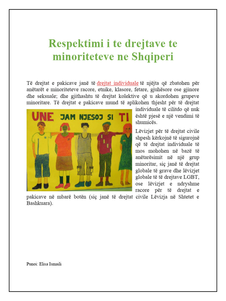 Respektimi I Te Drejtave Te Minoriteteve Ne Shqiperi Elisa | PDF