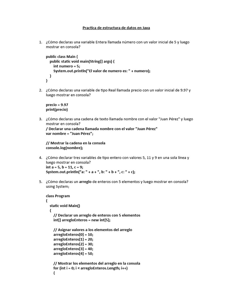Practica De Estructura De Datos En Java Pdf Java Lenguaje De 6546