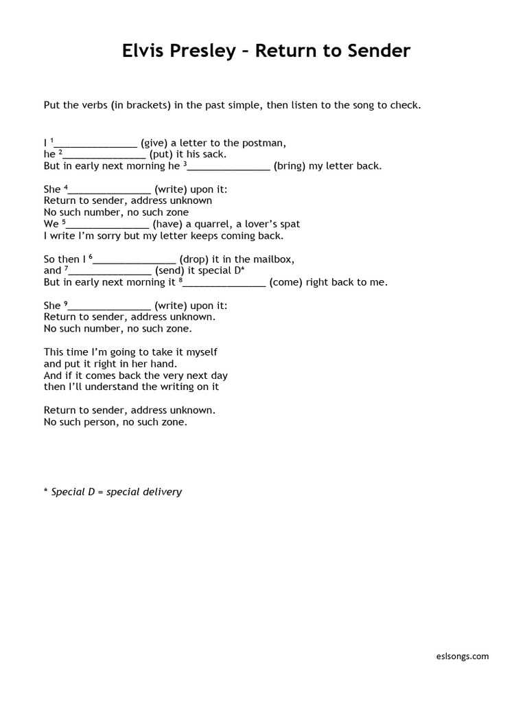 Elvis Presley Return To Sender 2 | PDF