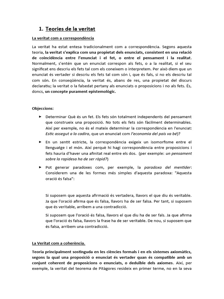 Apunts Teories de La Veritat | PDF