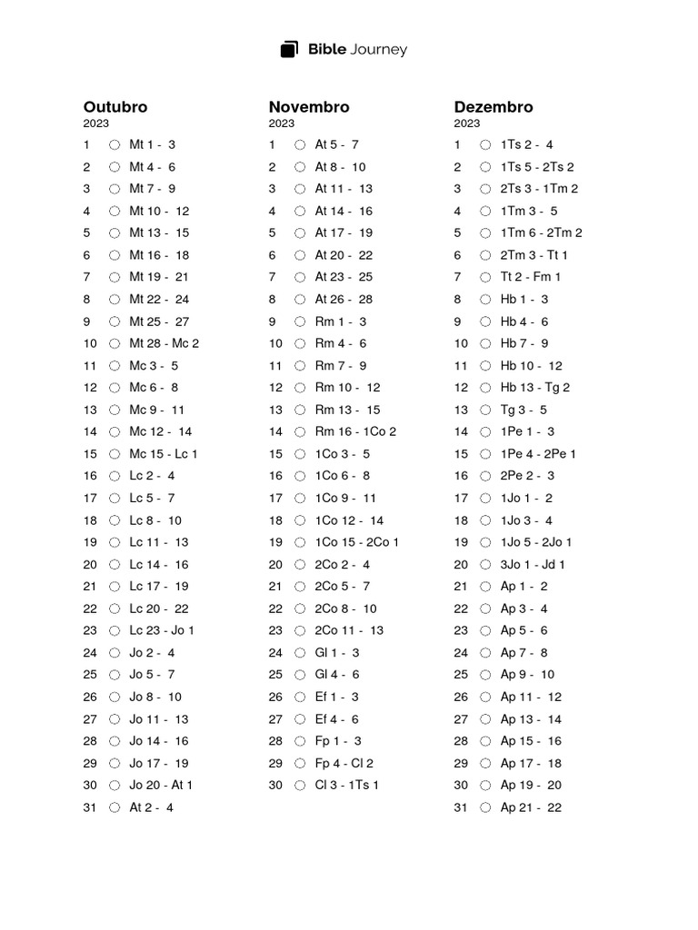 Bible Reading Plan: Oct-Dec 2023 | PDF