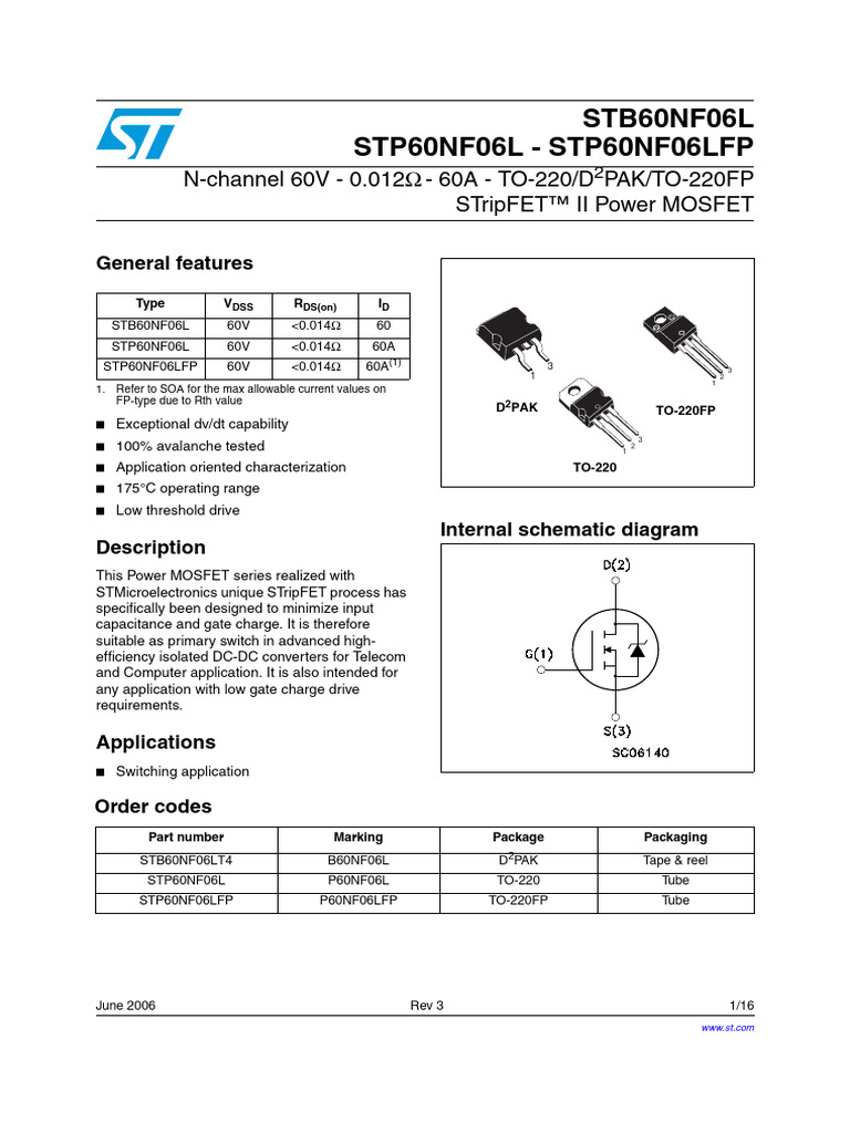 STP 60 NF 06 L | PDF | Solid State Engineering | Electricity