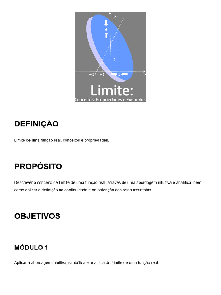 Limite - Conceitos, Propriedades e Exemplos | PDF | Limite (Matemática ...
