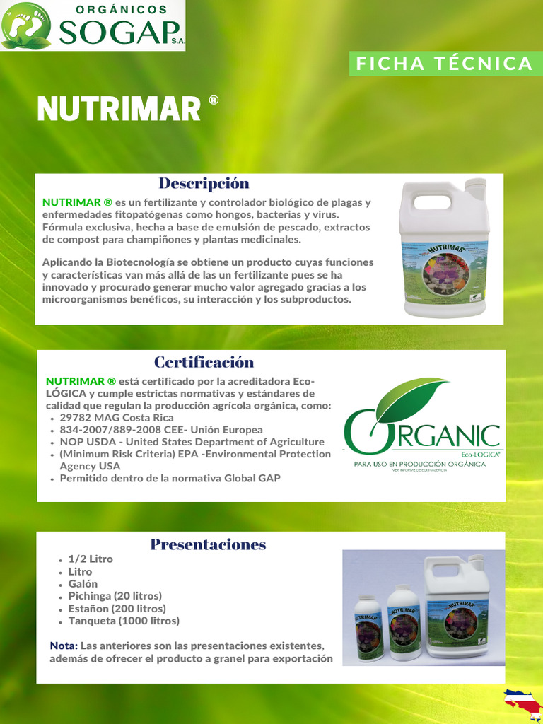 Ficha Técnica _ Dossier NUTRIMAR ® | PDF | Fertilizante | Pesticida
