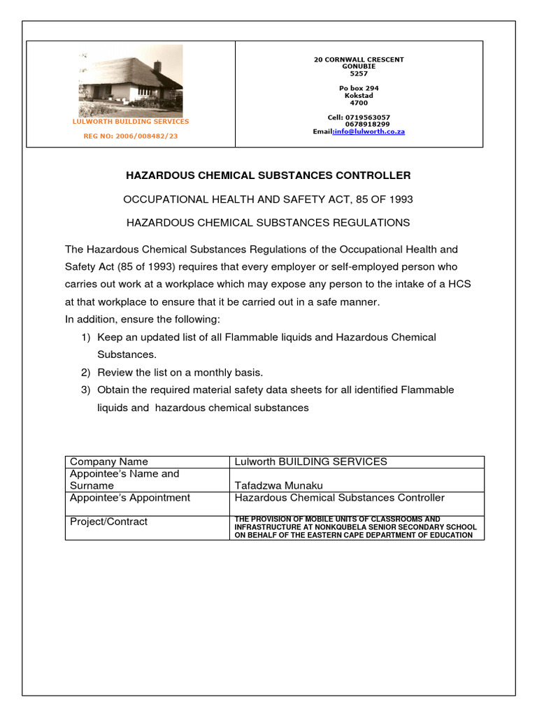 SHE App 13 - HCS Controller | PDF | Dangerous Goods | Labor