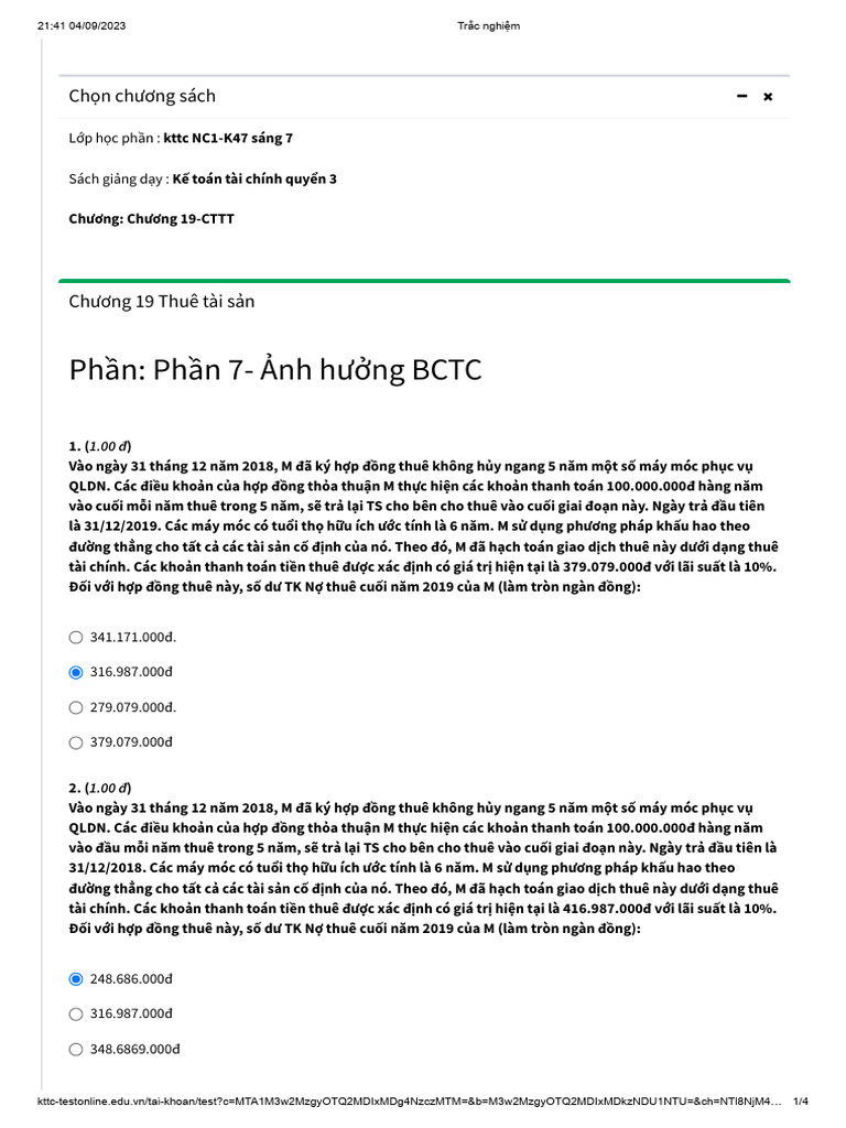 Trắc nghiệm C19 | PDF