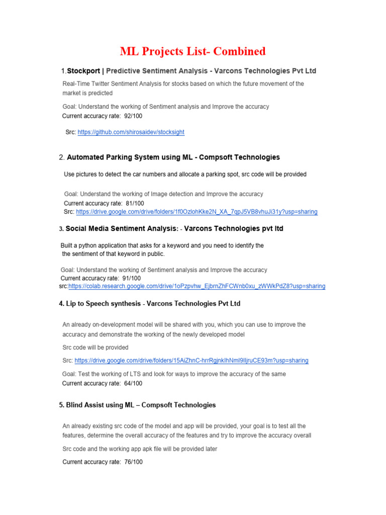 ML Project List | PDF | Information Technology | Computing