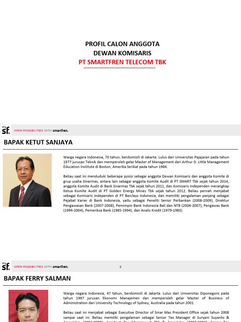 Profil Calon Komisaris Smartfren | PDF