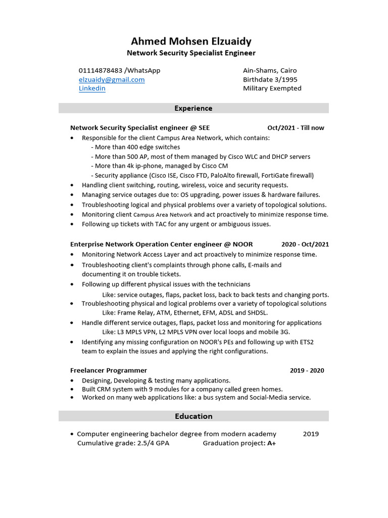 Network Security Specialist Profile | PDF | Computer Network | Virtual Private Network