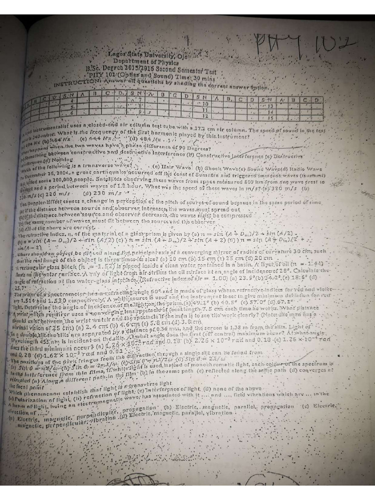 Phy 102 Past Questions - Compressed | PDF