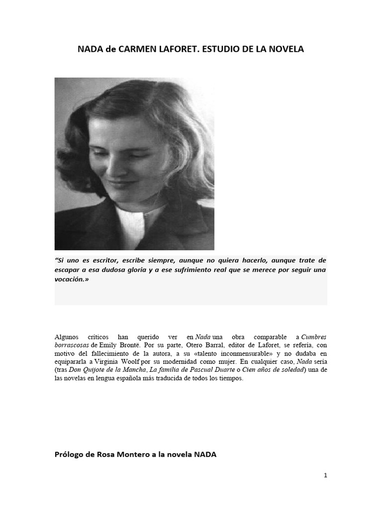 NADA. Estudio de La Novela | PDF | Novelas | Narración