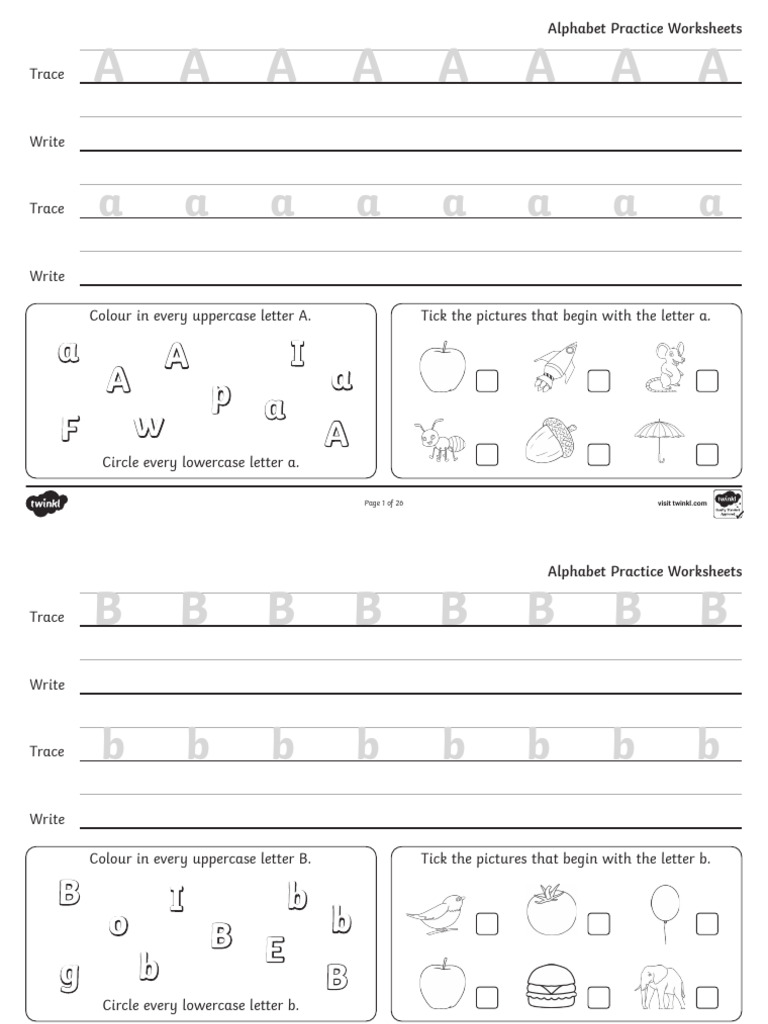 T L 1983 Alphabet Practice Worksheets Ver 3 | PDF | Letter Case | Collation