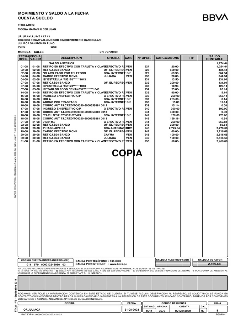 Adj Carta Rpta-Bbva Eecc 0212243050 | PDF