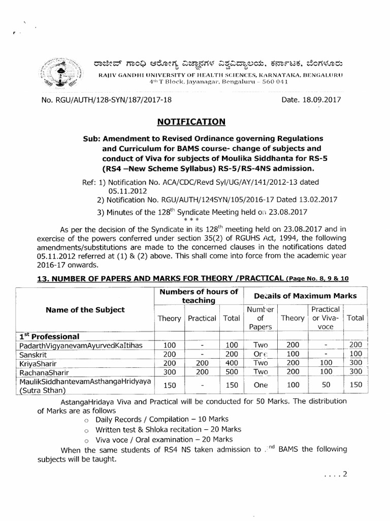 Amendment To Revised Ordinance Governing Regulations and Curriculum For ...