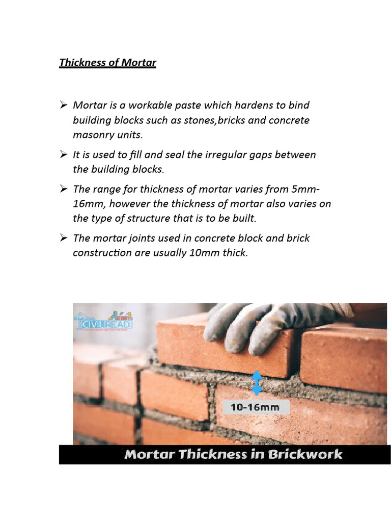 Thickness of Mortar | PDF