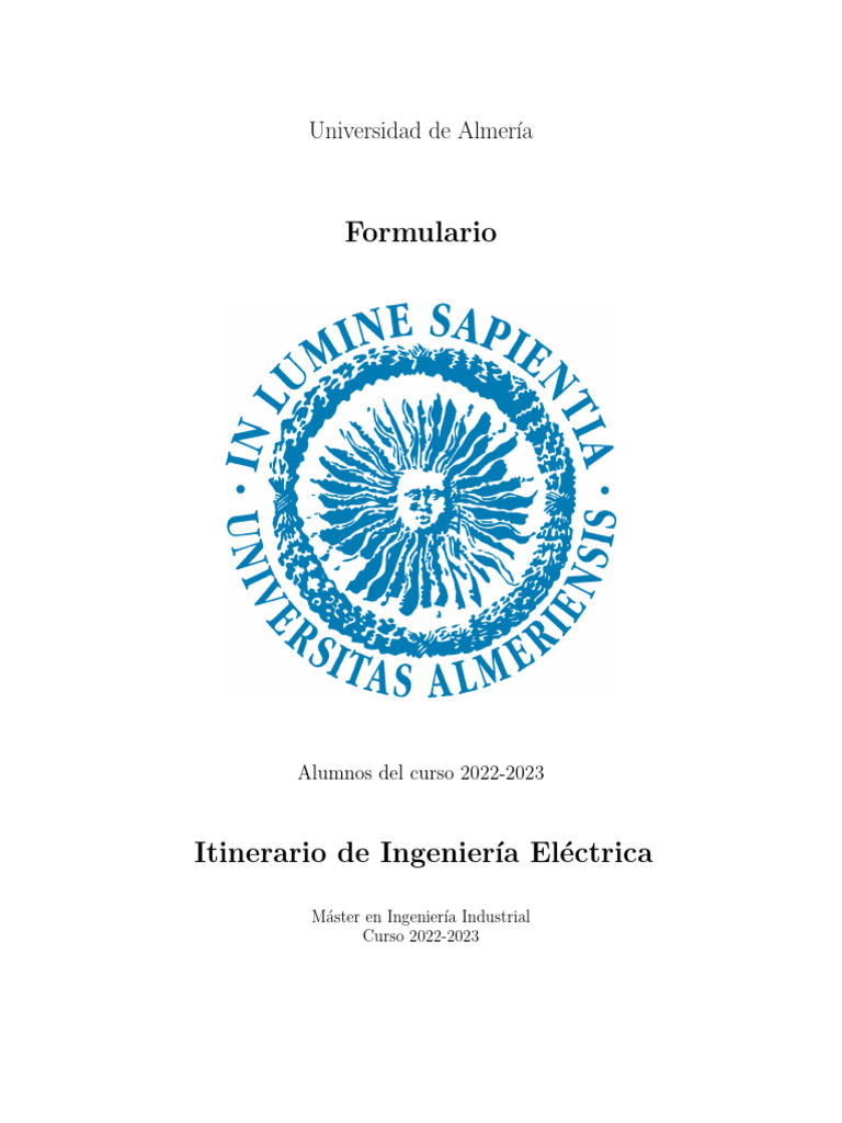 Formulario Itinerario de Ingenier A El Ctrica | PDF | Cantidades fisicas | Fenómenos científicos
